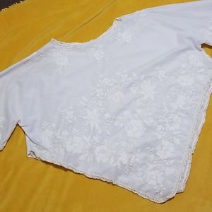 Tops | Vintage White Embroidered Top | Poshmark